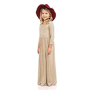 Flower Girl Dresses Infant Knee Dress Long Sleeve Solid Dress 2t Thanksgiving Outfit Girl (Beige, 7-8 Years)