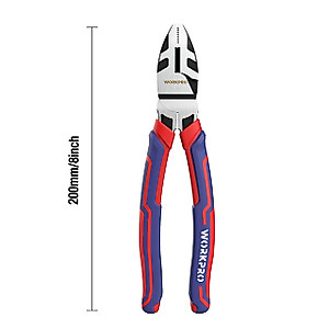 WORKPRO 8-Inch Linesman Pliers in CRV Steel for Twisting and Cutting Wires, Clamping Screws