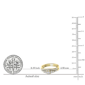 Dazzlingrock Collection Round White Diamond Five Stone Bridal Engagement Ring Matching Band Set for Her (0.45 ctw, Color I-J, Clarity I1-I2) in 14K Yellow Gold Size 7.5