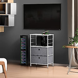 Sorbus Nightstand 2-Drawer Shelf Storage - Bedside Furniture & End Table Chest Dresser with Steel Frame, Wood Top & Easy Pull Fabric Bins for Home, Bedroom, Closets, Bathroom, Office & College Dorm