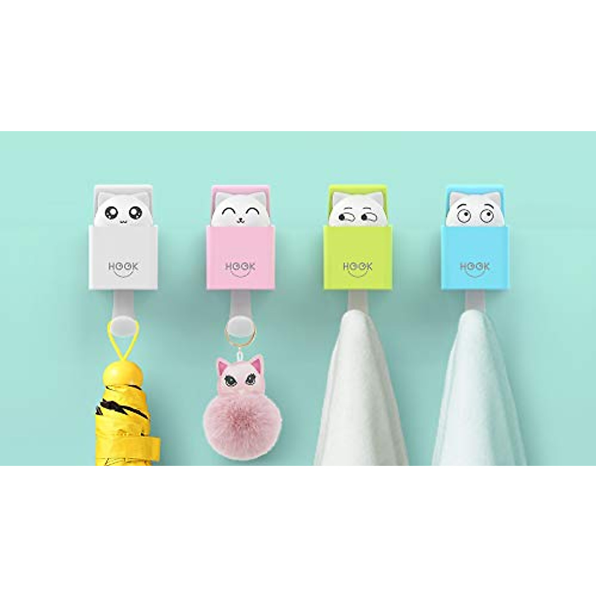 4 PCS Adhesive Wall Hooks Coat Hooks Wall Mounted Hanger Hat Hooks Entryway Wall Hangers Hooks Modern Wall Decoration for Coats, Hoodies, Hats, Scarves, Purses, Bath Towels, Clothing (Box-Cats)