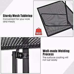 Tangkula Outdoor Folding Hanging Table, 5 Height Adjustable & Foldable Space Saving Railing Serving Table, Width from 1.5 inch to 4 inches, Suitable for Patio, Balcony and Deck