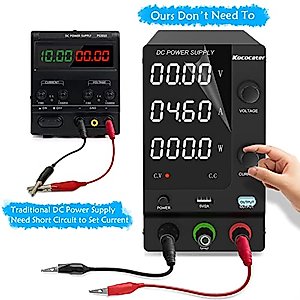 IKococater DC Power Supply Variable 30V 10A with Output Switch, Adjustable Regulated Switching Bench Power Supply with 4-Digits LED Power Display, 5V/2A USB Interface, Accurate Encoder Adjustment Knob