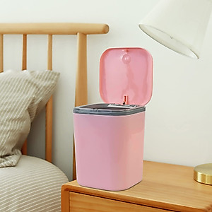 Bringer Plastic Countertop Tiny Waste Can, 0.5 Gallon Mini Garbage Can with Push-on Lid, Pink