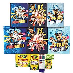Back to School Bundle | 2 Pocket Folders | Composition Notebooks | Crayons Colored Pencils Markers | #2 Pencils Tissue (Paw)