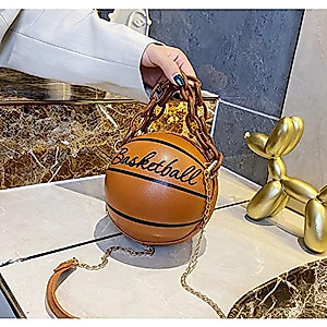 Askfairy Women's Basketball Shaped Shoulder Bag Creative Purse Handbag Girls Tote PU Leather Creative Handbags