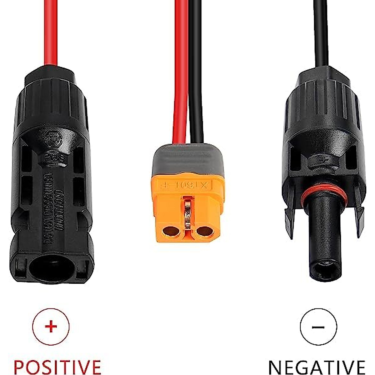 RIIEYOCA Solar Connector to XT60I- F Adapter 12 AWG Cable XT60 Female Connector Connect Solar Panel Charge Cable for Solar Generator Portable Power Station 1.5M/4.9FT