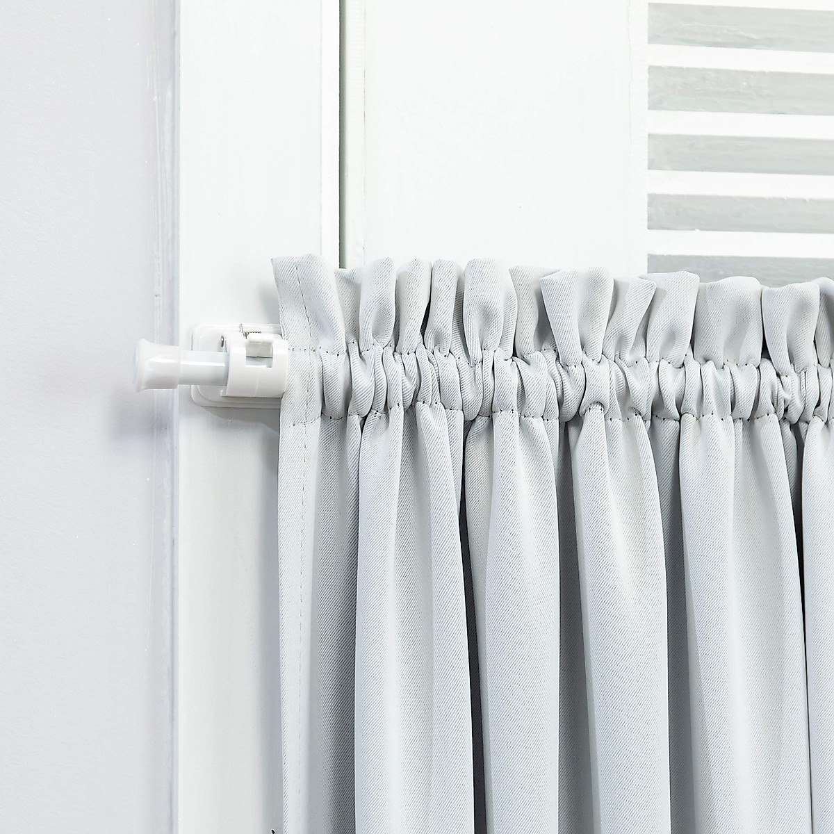 Spring Garden Home White Blackout Curtain for Door Window Room Darkening Thermal Panel Window Covering Blackout Drapery for Front Doors with Free Tieback, 1 Panel, 25 x 40 inch, Greyish White