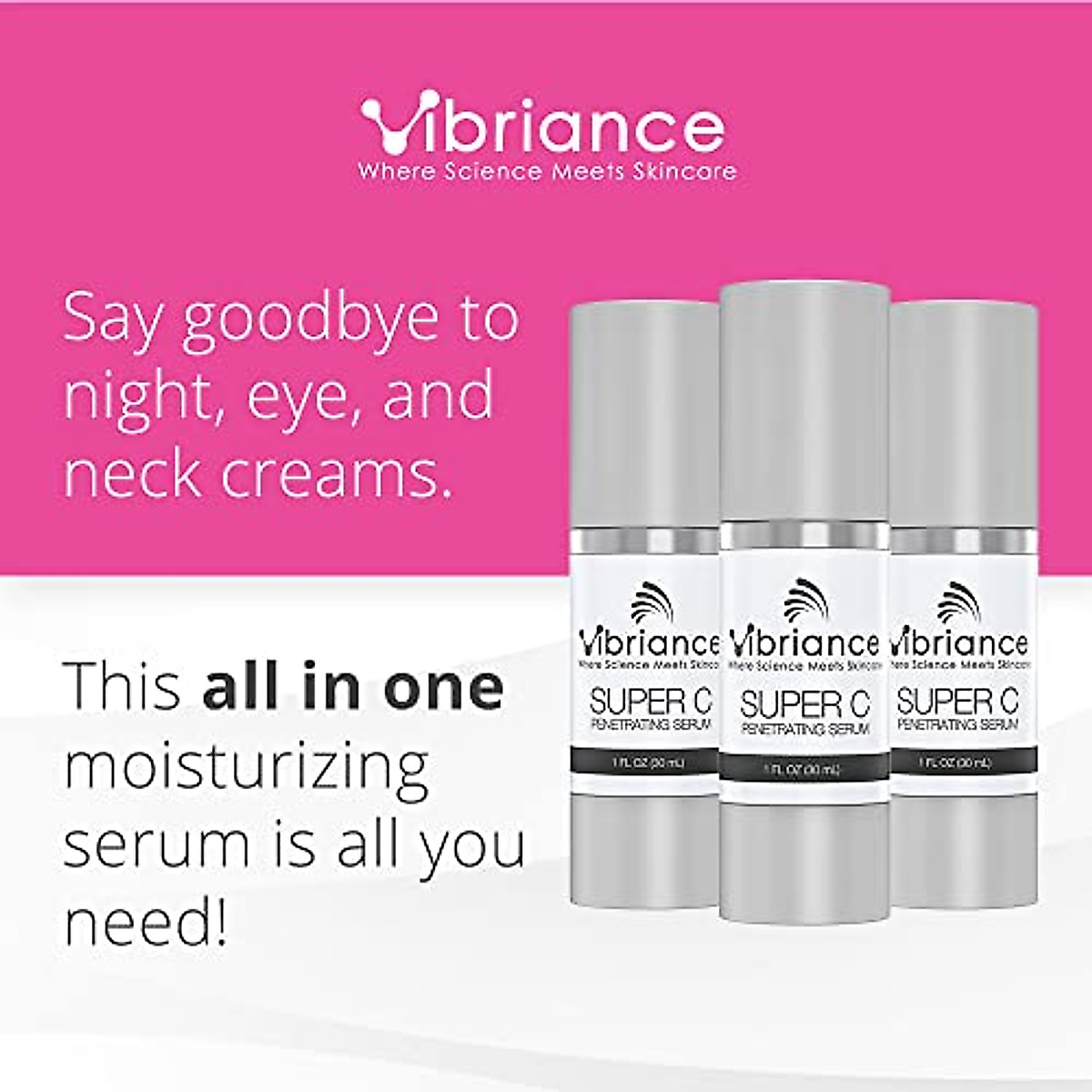Vibriance Super C Serum for Mature Skin, All-In-One Formula Hydrates, Firms, Lifts, Targets Age Spots, Wrinkles, and Smooths Skin, 1 fl oz (30 ml), Pack of 1