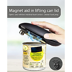 Electric Can Opener for Kitchen- Hand Held Automatic Can Opener with Smooth Edge, Portable and Battery Operated, Can Opener for Seniors with Arthritis, Easy One Touch to Open Any Size Cans, Black