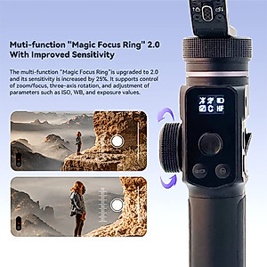 FeiyuTech G6 Max Camera Gimbal Stabilizer for Lightweight Mirrorless/Action/Pocket Camera,Smartphone, for SonyZV1 a6300/a6500 Canon 200D M50, for iPhone12 Pro Max GoproHero 8/9 Android app,Max 2.4lb