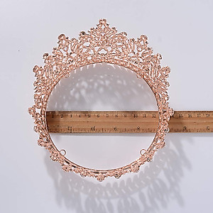 S SNUOY Rose Gold Crown for Women Full Round Queen Crowns Crystal Tiaras for Crown Rhinestone Bridal Headband Pageant Prom Wedding Hair Jewelry