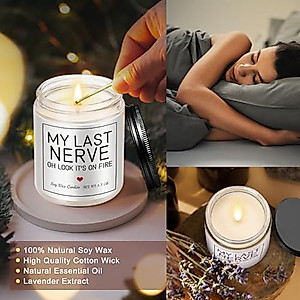 Birthday Gifts for Women Men, Uqniue Funny Gifts Candle - My Last Nerve Candle - Unique Gifts for Women, Men, Mom, BFF, Best Friends 6.3oz