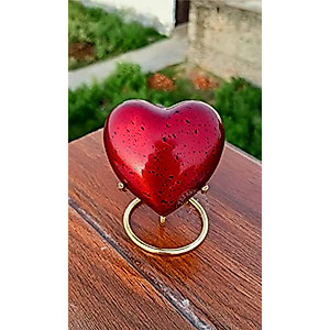 Red Urn Keepsake Mini Heart Cremation Urn with Premium Box & Stand - for Your Loved One Baby Girl & Boy - Small Red Heart Urn for Human Ashes - Perfect Urn for Adults & Infants Valentine Day Gift