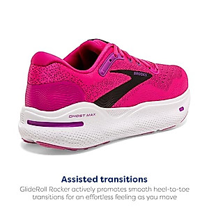Brooks Women’s Ghost Max Cushion Neutral Running & Walking Shoe - Pink Glo/Purple/Black - 8 Medium