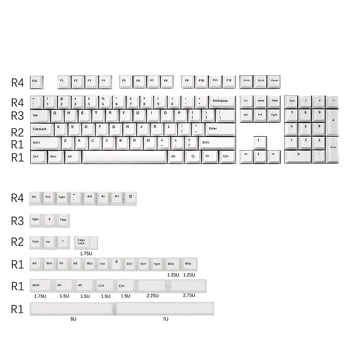 Bow Keycaps, 139 White Keys PBT Cherry Profile Double Shot for filco Cherry Ducky iKBC Mechanical Gaming Keyboard (White)