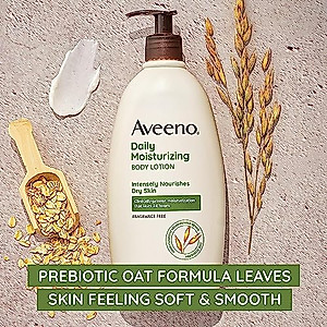 Aveeno Daily Moisturizing Lotion & Wash Regimen Pack, Nourishing Daily Moisturizing Body Lotion for Dry Skin, 18 oz, & Hydrating Body Wash with Soothing Prebiotic Oat, 18 oz, 2 Items