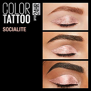 Maybelline Color Tattoo Waterproof Fade Resistant Crease Resistant Blendable Cream Eyeshadow Pots Makeup, Socialite, 0.14 Oz