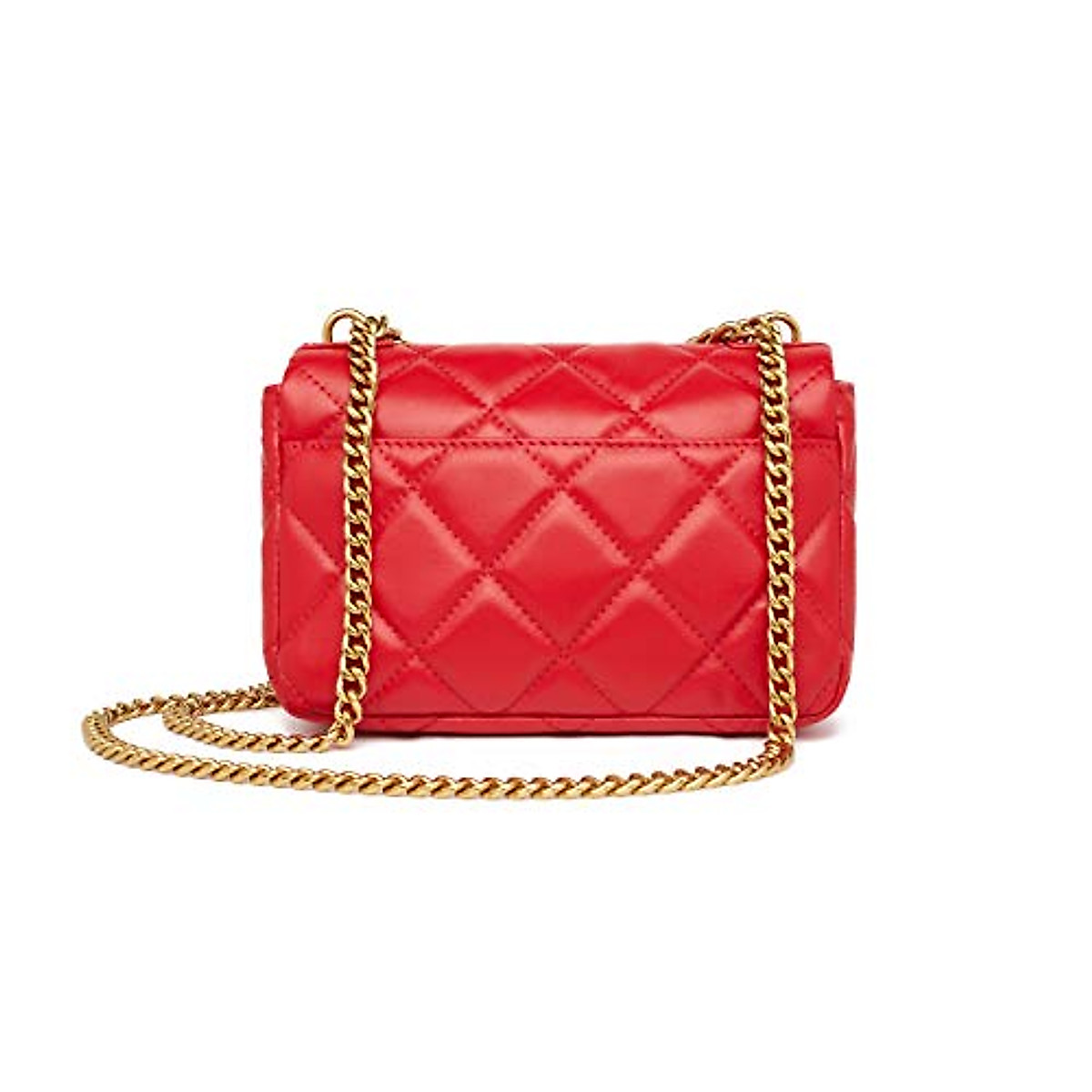 Women Quilted Crossbody Bag Genuine Leather Clutch Purse with Chain Strap Ladies Small Shoulder Handbags - Star Red
