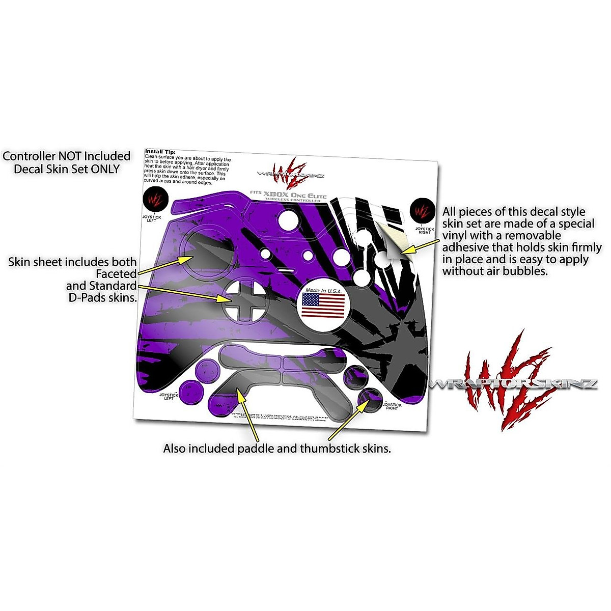 Baja 0040 Purple - WraptorSkinz Decal Style Vinyl Skin Wrap compatible with XBOX One ELITE Wireless Controller (CONTROLLER NOT INCLUDED)