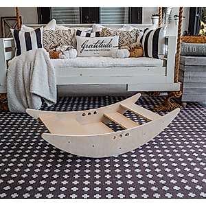 Avenlur Rocking Boat Stair Climber Montessori and Waldorf Style Balancing Step Ladder Rocker Activity Center for Toddlers, Kids, Homeschool, Daycare Seats up to 4 Children Ages 1-6yrs