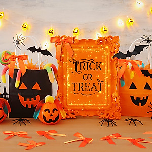 100 Pieces Twist Bow Satin Twist Tie Bows 5/8 Inch Bows for Halloween Wedding Crafts Wrapping Small Bows Candy Treat Bags Decoration(Torrid Orange,5/8 Inch)