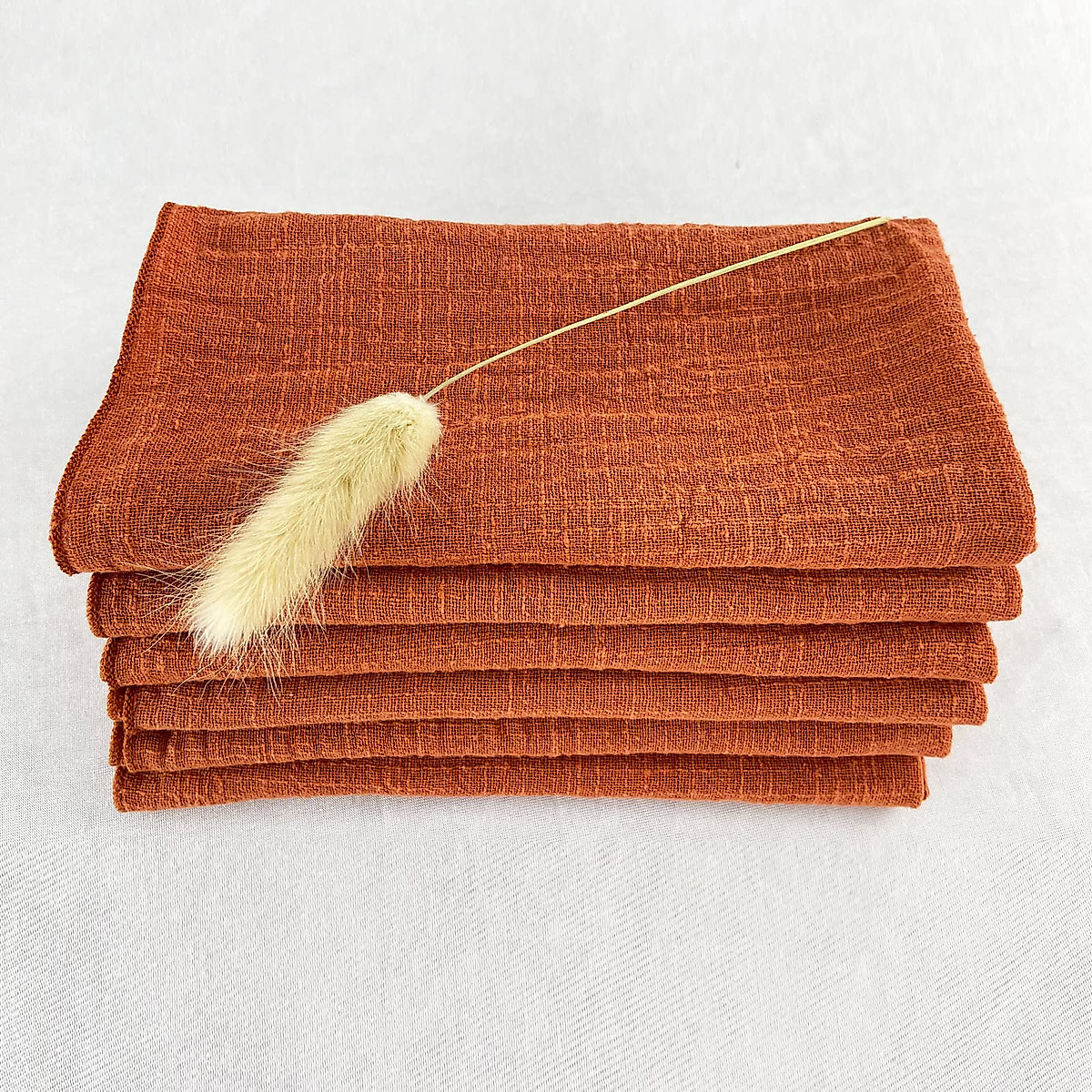 EHLDekol Gauze Cloth Napkins 6 Pack 16x16 Inches 100% Natural Soft Cotton Weddings Decorative Parties Family Everyday Use Bulk Linen Dinner Napkins (Terracotta, 6 Pack)