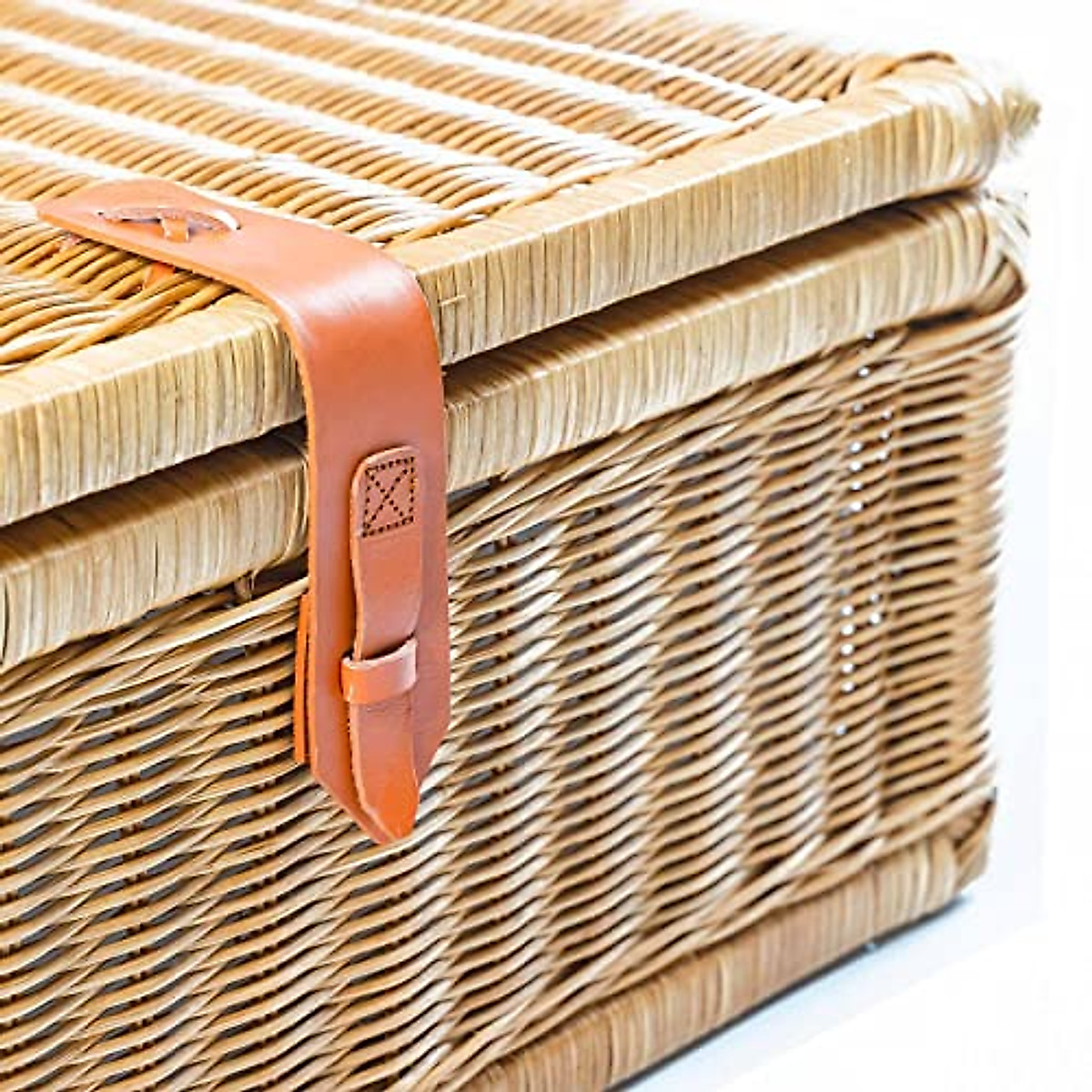 The Basket Lady Covered Wicker Storage Basket, Large, 20 in L x 14 in W x 8 in H, Sandstone