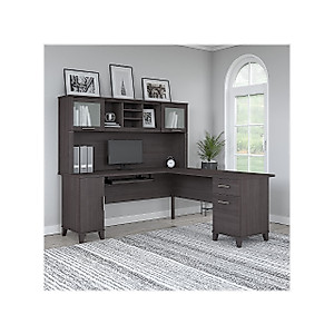 Bush SET001SG Somerset 72-Inch W L-Shaped Desk with Hutch, Storm Gray