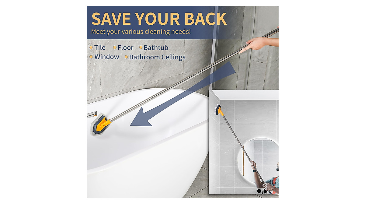 BOOMJOY Extendable Tub Cleaner Brush - 55" No Scratch Shower Scrubber