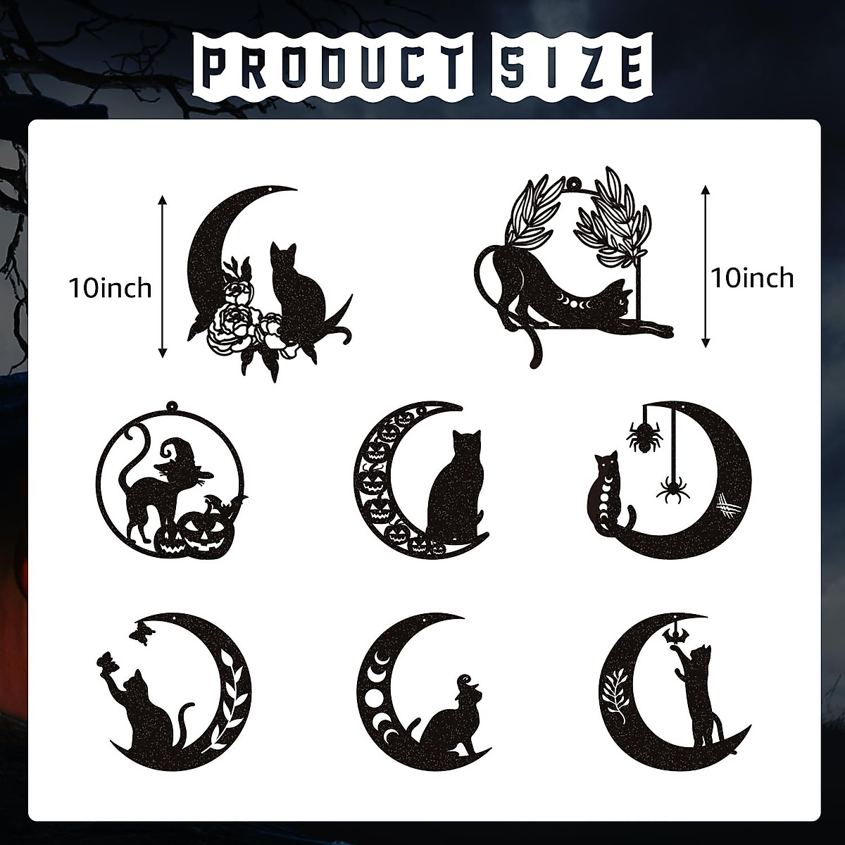 Cheerdecor Gothic Witch Halloween Decorations - 24PCS Black Halloween Party Decorations Witch Moon Cats Spider Halloween Baby Shower Birthday Party Wedding Decorations Chic House Indoor Hanging Decor