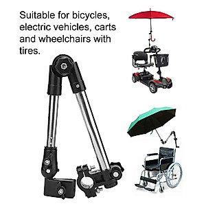 Yinhing Umbrella Holder for Wheelchair, Umbrella Mount Holder, Wheelchair Stroller Umbrella Attachment Handle Bar Holder Clamp Supporter Connector