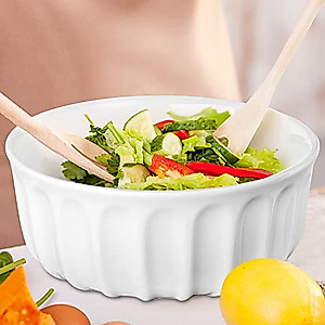 Youeon Set of 3 Porcelain Serving Bowls 38/28/18 oz, Porcelain Mixing Bowls, Nesting Salad Bowls, Soup Bowls, Prep Bowls for Kitchen, Oatmeal, Rice, Pasta, Salad, White