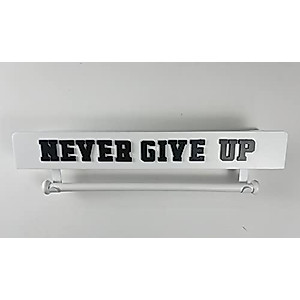 URBN BY MODERN HOME FINISHINGS 16 inch Wall Mounted Wood Floating Shelf Trophy and Lanyard Ribbon Medal Display Holder & Organizer Rack with Shelf and Hanging Rod