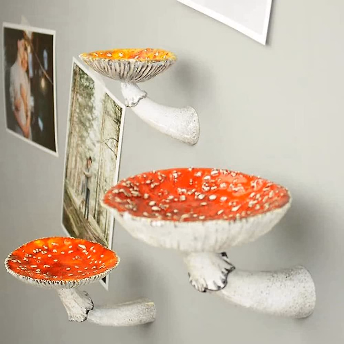 REHOC 3PCS Mushroom Shelf Wall Floating Shelf Decor Shelves for Bedroom, Living Room, Bathroom and More