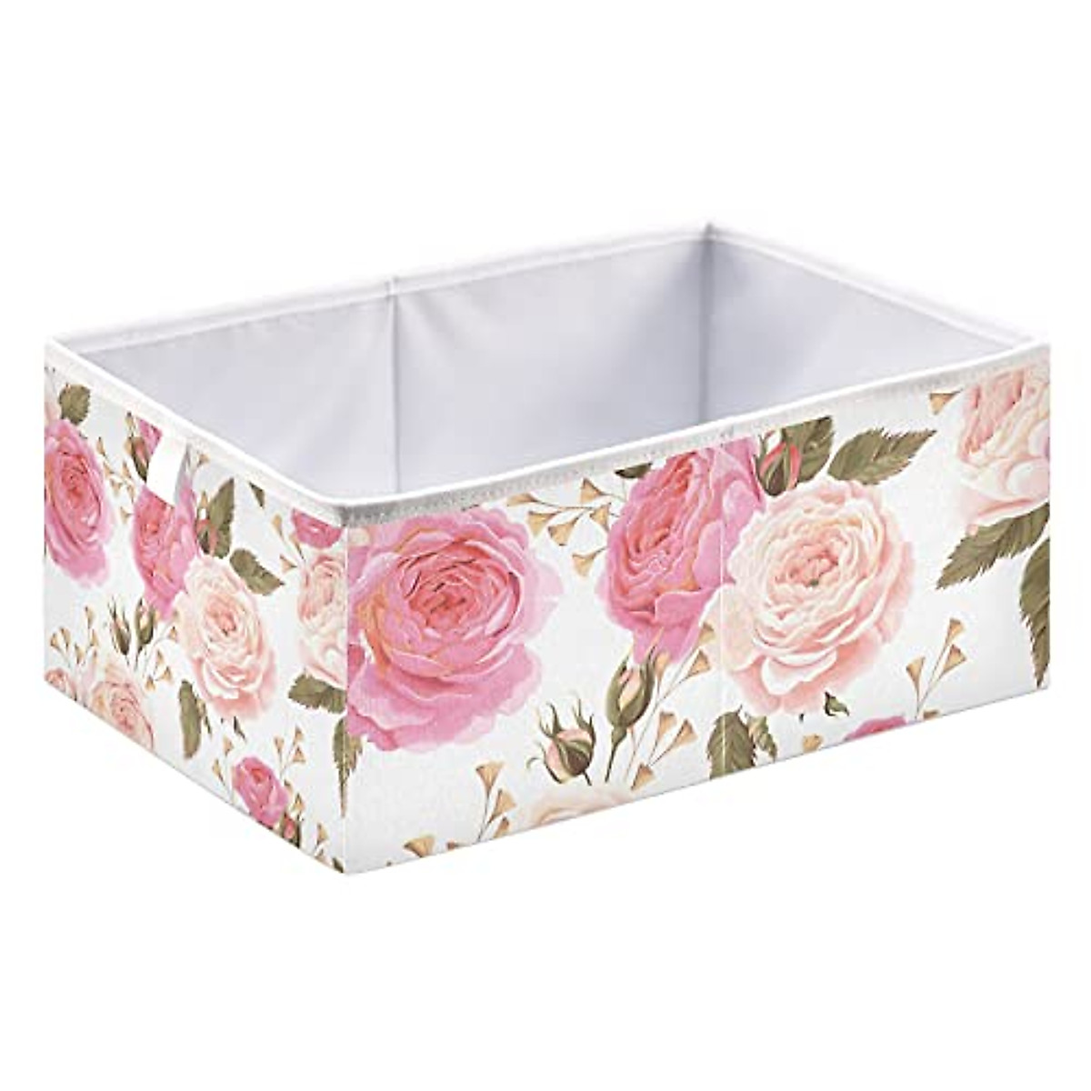 Rectangular Storage Baskets ,Flower Rose Fabric Storage Bin Organizer,Collapsible Storage Basket for Toy, Clothes,Books.Shelves Basket