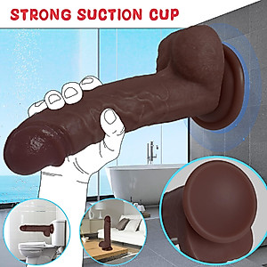 Sex Toys Dildo Realistic Silicone Dildo, Safety Material for Clitoral Vagina and Anal Stimulation with Strong Suction Cups, Sex Adult Toys for Women and Couple 7.8 Inch (Brown)