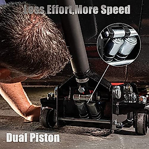 Torin AT84007NB Hydraulic Low Profile Service/Floor Jack with Dual Piston Quick Lift Pump, 4 Ton (8,000 lb) Capacity, Black