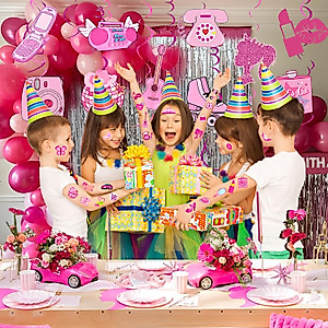 Pink Temporary Tattoos Hot Pink Princess Birthday Party Decorations Favors Pink Tattoos for Kids Girls Woman Adult Pink Birthday Party Supplies