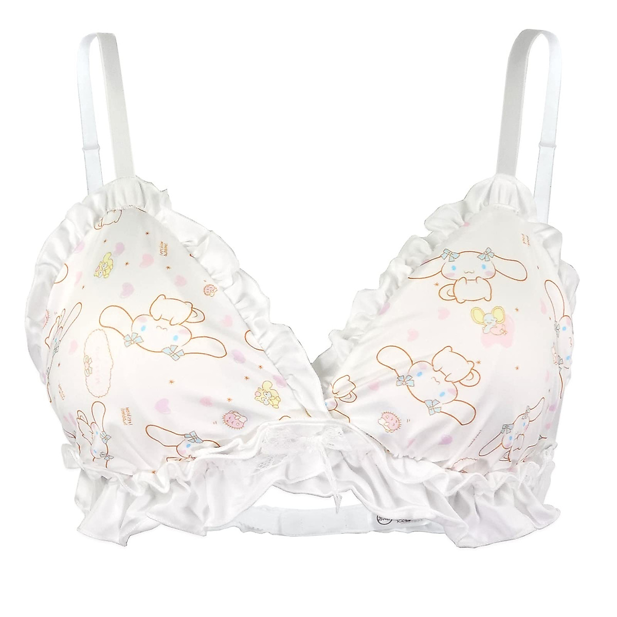 Paloli Women’s Cute Wirefree Lingerie Set, Cinnamoroll Bikini Set Ruffle Trim Bra And Panty - 100% Cotton