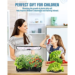 ONME Hydroponics Growing System, Indoor Herb Garden Kit with Grow Light, Indoor Gardening System with 12 Plant Pots, Aero Garden with Quiet Smart Water Pump Height Adjustable