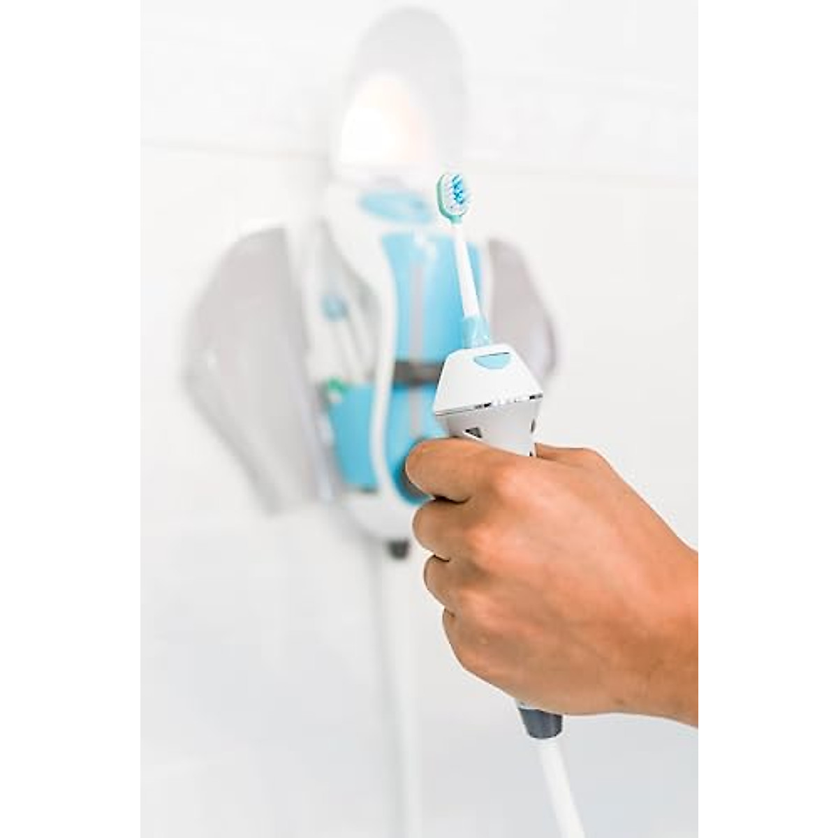 Tooth Shower Water Flossing Single Head Toothbrush, ToothShower Replacement Toothbrush Heads and Flossing Accessories, Oral Irrigator for Teeth, Braces, Ortho Bars, Implants (Blue)