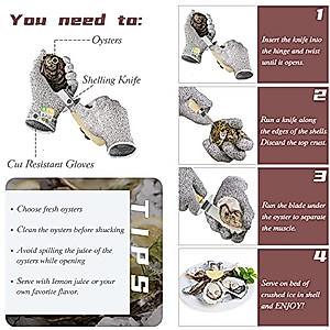 Oyster Shucking Knife Set of 2 Stainless Steel Oyster Knifes and 2 Pairs Level 5 Cut-Resistant Gloves，Oyster Knives Suitable for All Kinds of Shells and Oysters Shucking