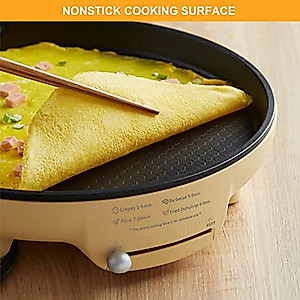 Bear Electric Griddle, 11.8'' Smokeless Indoor Grill with Nonstick Baking Frying Pan, Adjustable Temperature Control, 1500W Electric Skillet for Breakfast Lunch Dinner Snacks, Panini Crepe Pizza Maker