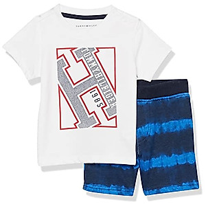 Tommy Hilfiger Baby Boys 2 Pieces Short Set, Bright White, 3-6 Months US