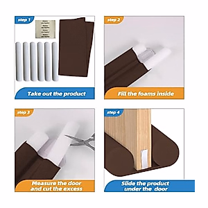 Shalmid Home Under Door Draft Stopper, 24 to 38 Inch Adjustable Draft Stoppers, Blocks Dust Wind Light Noise (Coffee Stripe)
