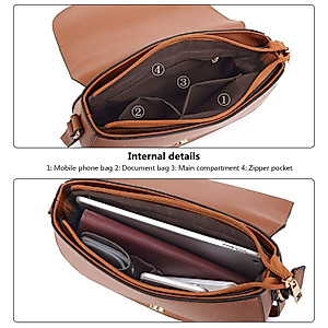 forestfish Women Crossbody Bag Saddle Bag Shoulder Bag Purse Handbag for Women Girls, Brown