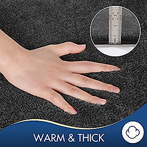 Yimobra Memory Foam Large Bathroom Rugs,Microfiber Bath Mat, Plush Shaggy Shower Mat for Bathroom,Fluffy Comfortable Water Absorbent Carpet, Non-Slip, Machine Washable,(Dark Grey, 44 X 24 Inches)