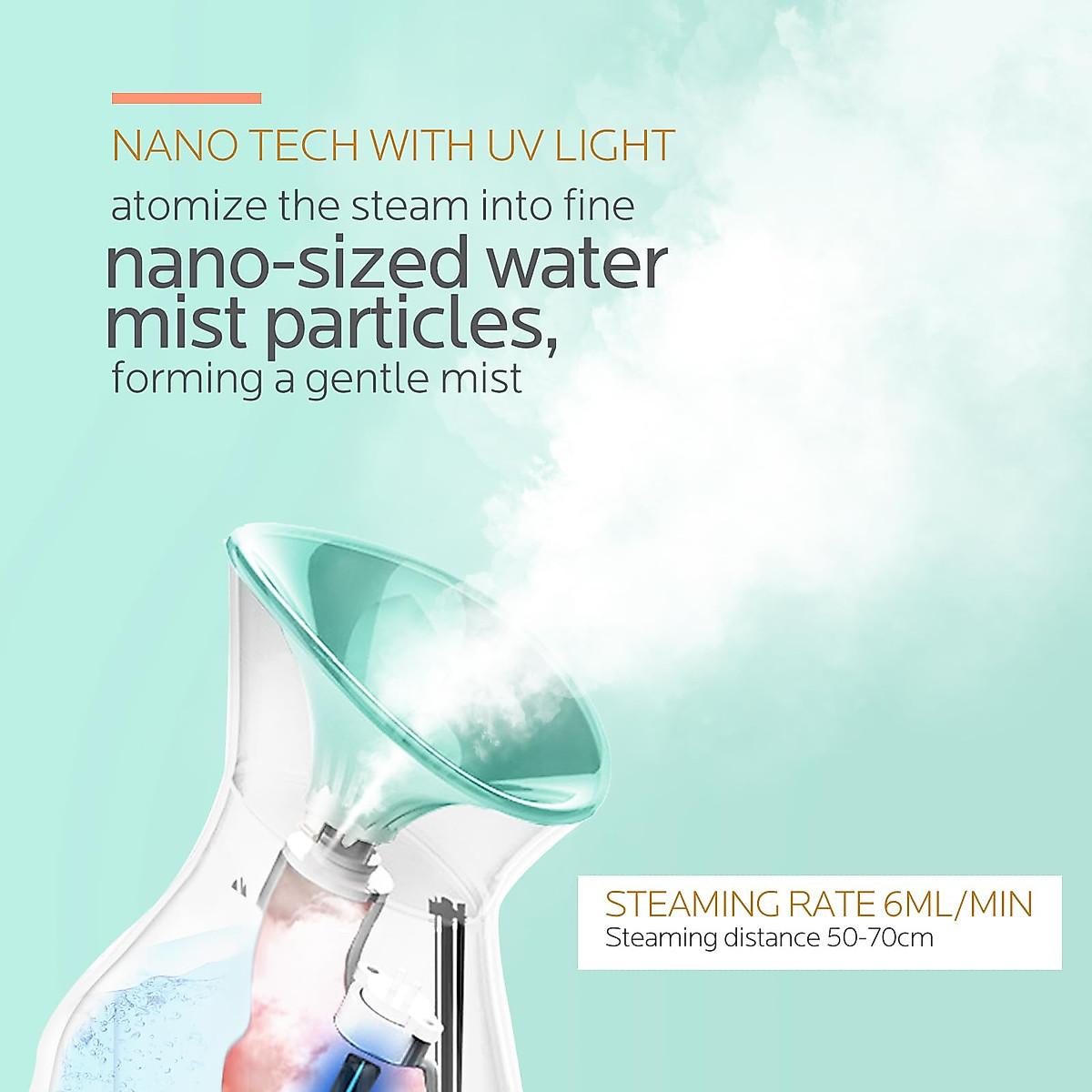 Colorfarm Facial Steamer Nano Ionic: Portable Face Steamer Deep Cleaning Unclogs Pores - Humidifier Hot Mist Steam Home Sauna Spa for Women Men Sinuses Moisturizing