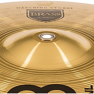 Meinl 16” Marching Cymbal Pair with Straps - Brass Alloy Traditional Finish - Made In Germany, 2-YEAR WARRANTY (MA-BR-16M)